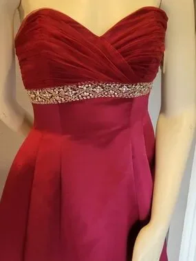 Dresses | Strapless Burgundy Evening Gown With Embellished Waist Size 1 ...